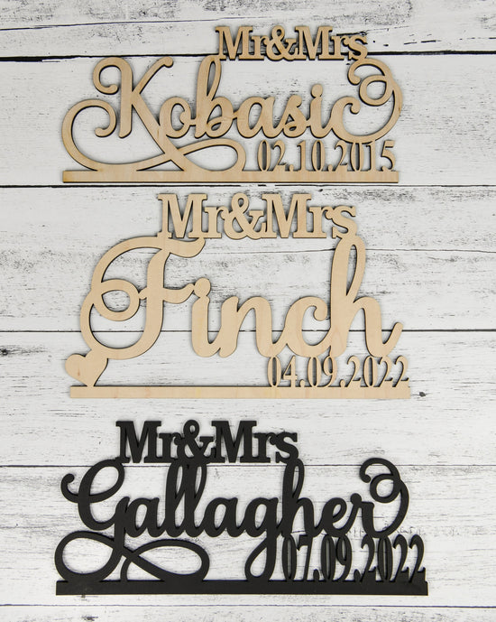 Custom Mr Mrs Wedding Centerpiece Decor Name Sign, Personalized with L ...