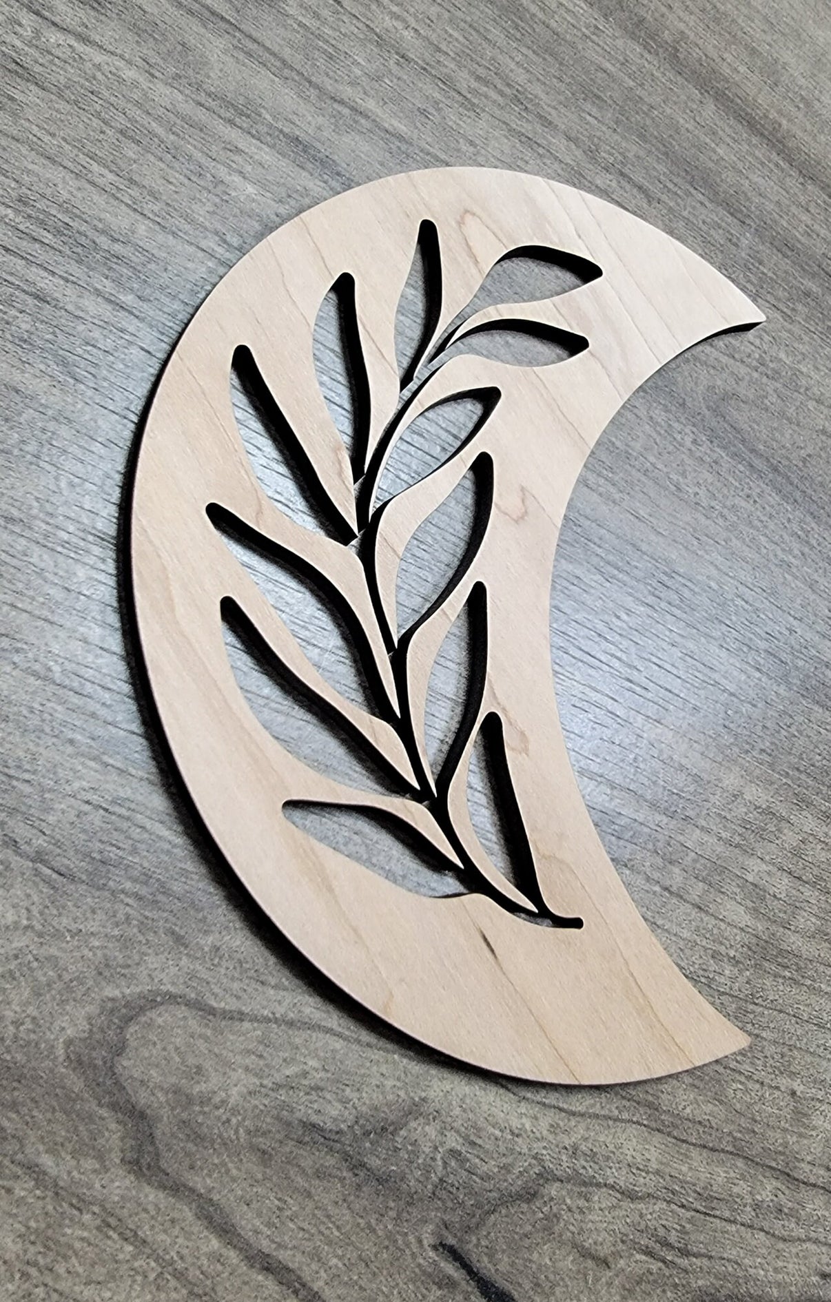 Crescent Moon Leaf Wood Shape: Unfinished DIY Boho Decor – Kobasic ...