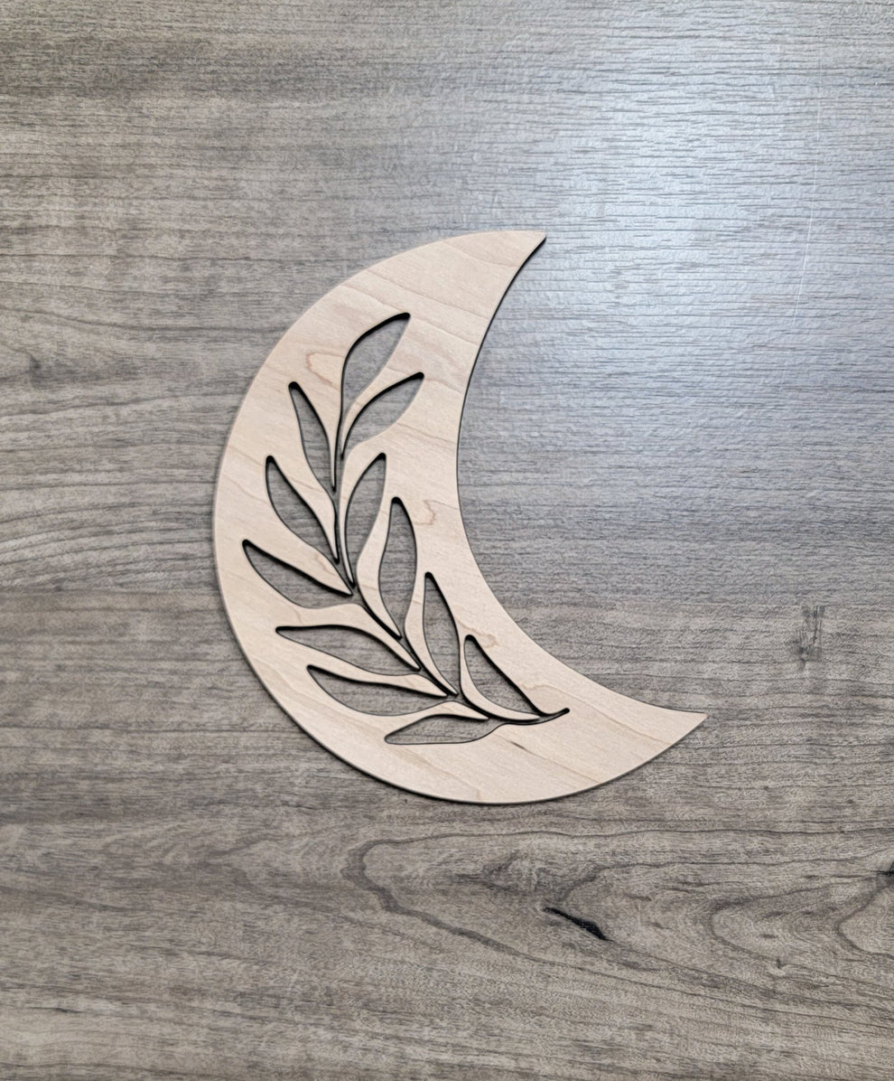 Crescent Moon Leaf Wood Shape: Unfinished DIY Boho Decor – Kobasic ...