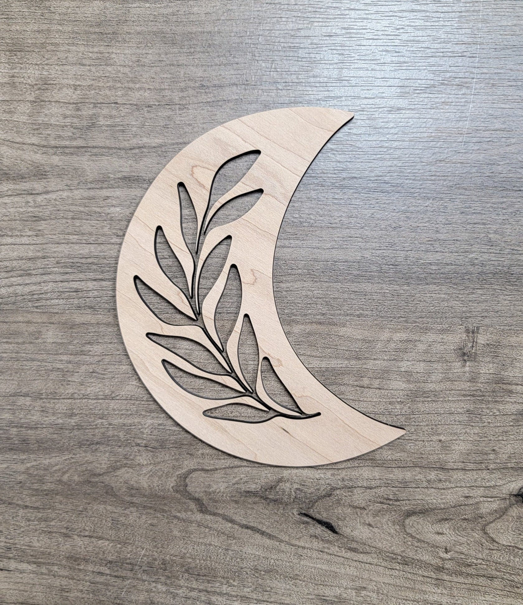 Crescent Moon Leaf Wood Shape: Unfinished DIY Boho Decor – Kobasic ...