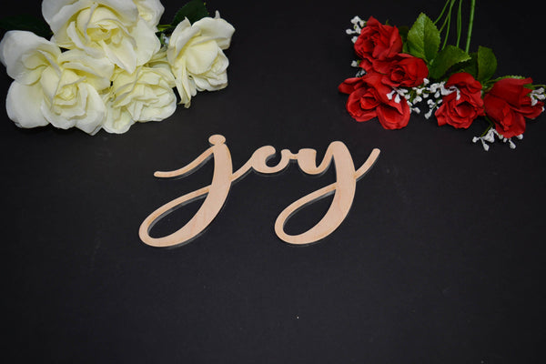 JOY wood sign Laser Cut. Calligraphy JOY Wall Sign. JOY wood cut out ...