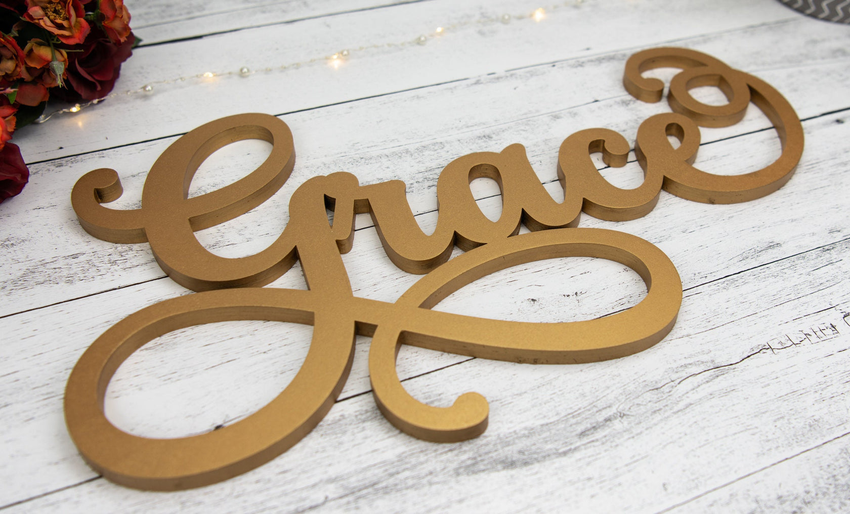 Custom Wood Name Sign Nursery Decor, Personalized Word Sign, Script Sw ...